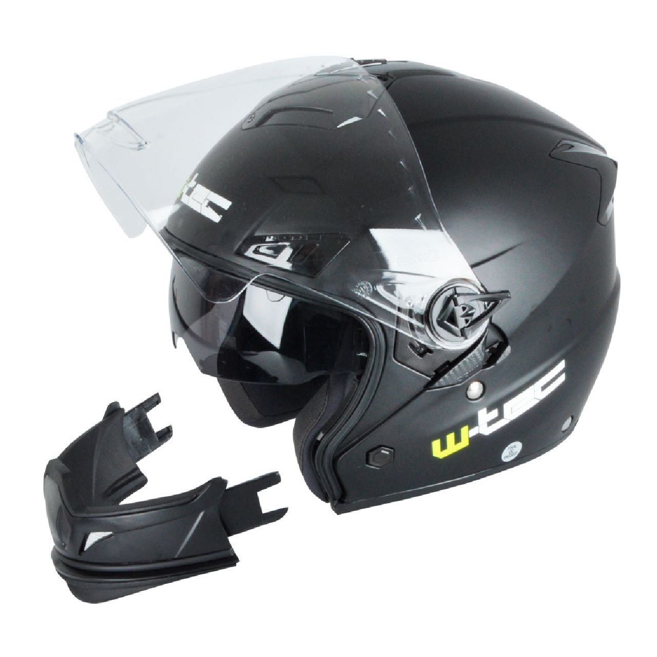 Kask motocyklowy W-TEC NK-850 otwierany + BLENDA - Czarny błyszczący ...